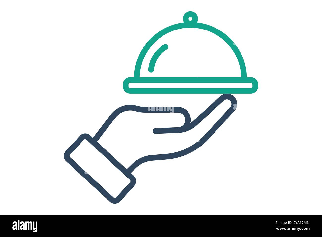 Room service icon. line icon style. hand with serving food. icon ...