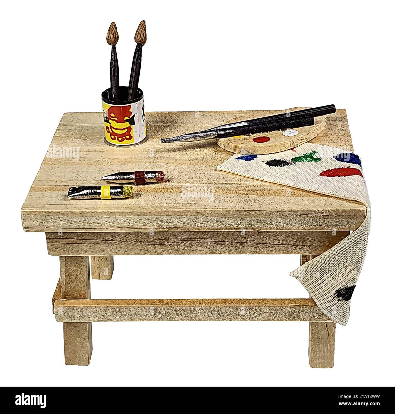 Paint brushes and tubes Cut Out Stock Images & Pictures - Alamy