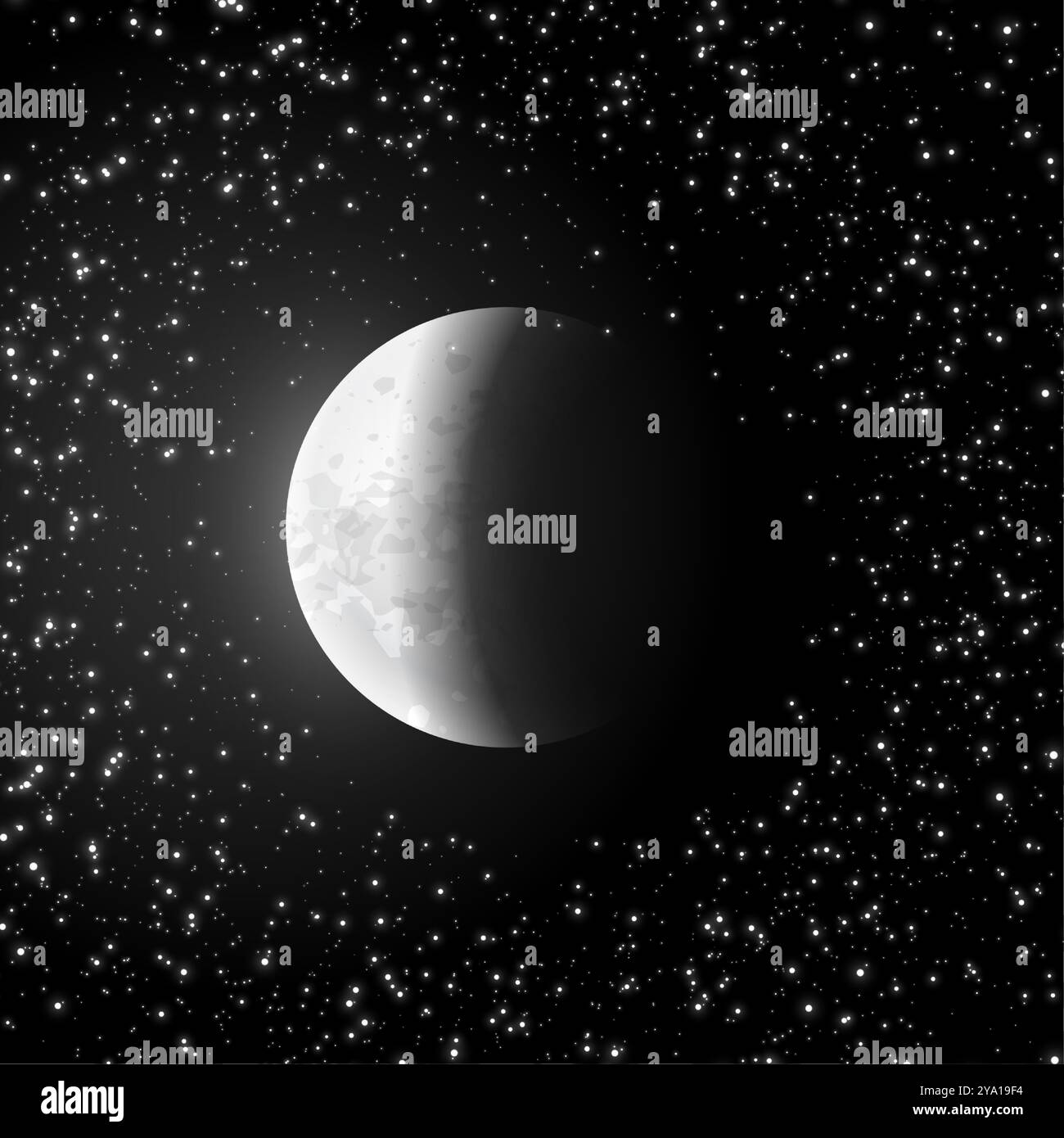 realistic full moon and starry midnight background design vector Stock ...