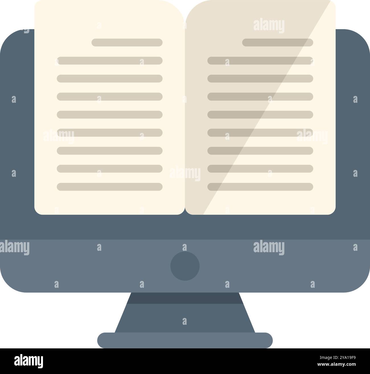 Online education icon showing book displaying on computer monitor ...