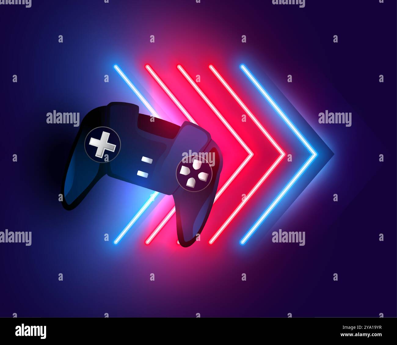modern video game controller background with neon lines design vector ...
