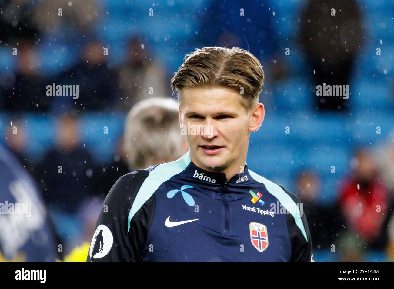 Oslo, Norway. 10th, October 2024. David Wolfe of Norway is warming up ...