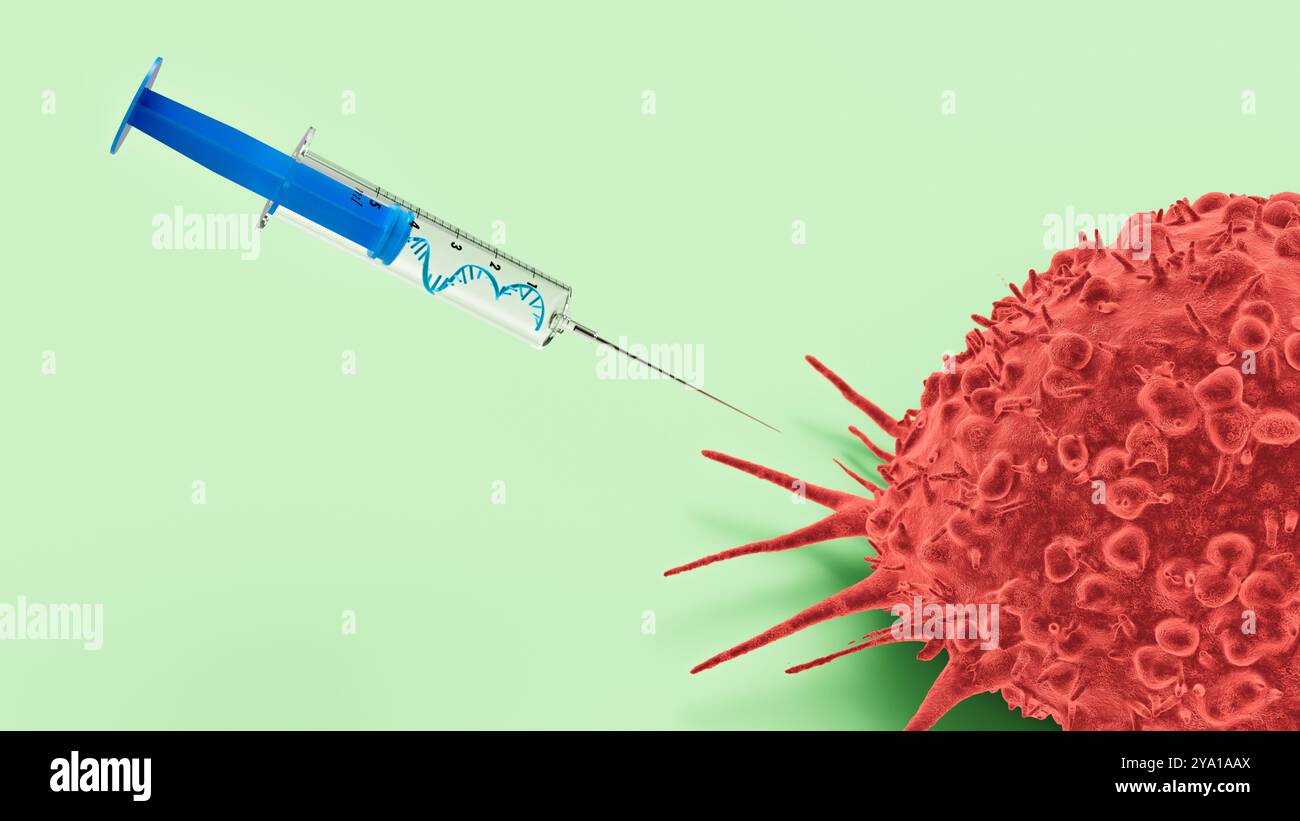 Conceptual illustration showing a typical vaccine needle containing a ...