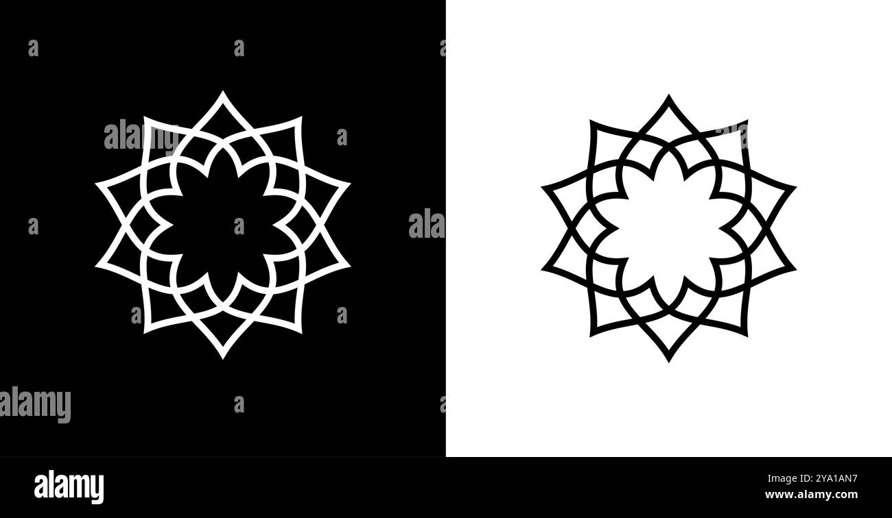 set of line art symmetry circular shape in islamic style vector Stock ...