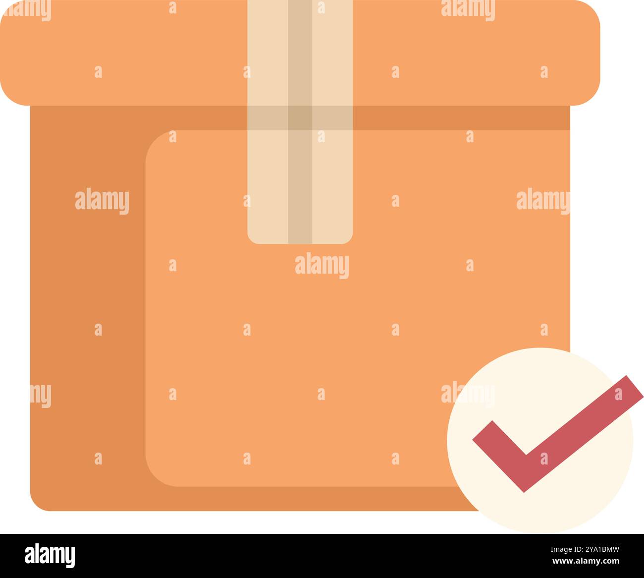 Simple icon of a cardboard box with tape and a check mark, perfect for ...