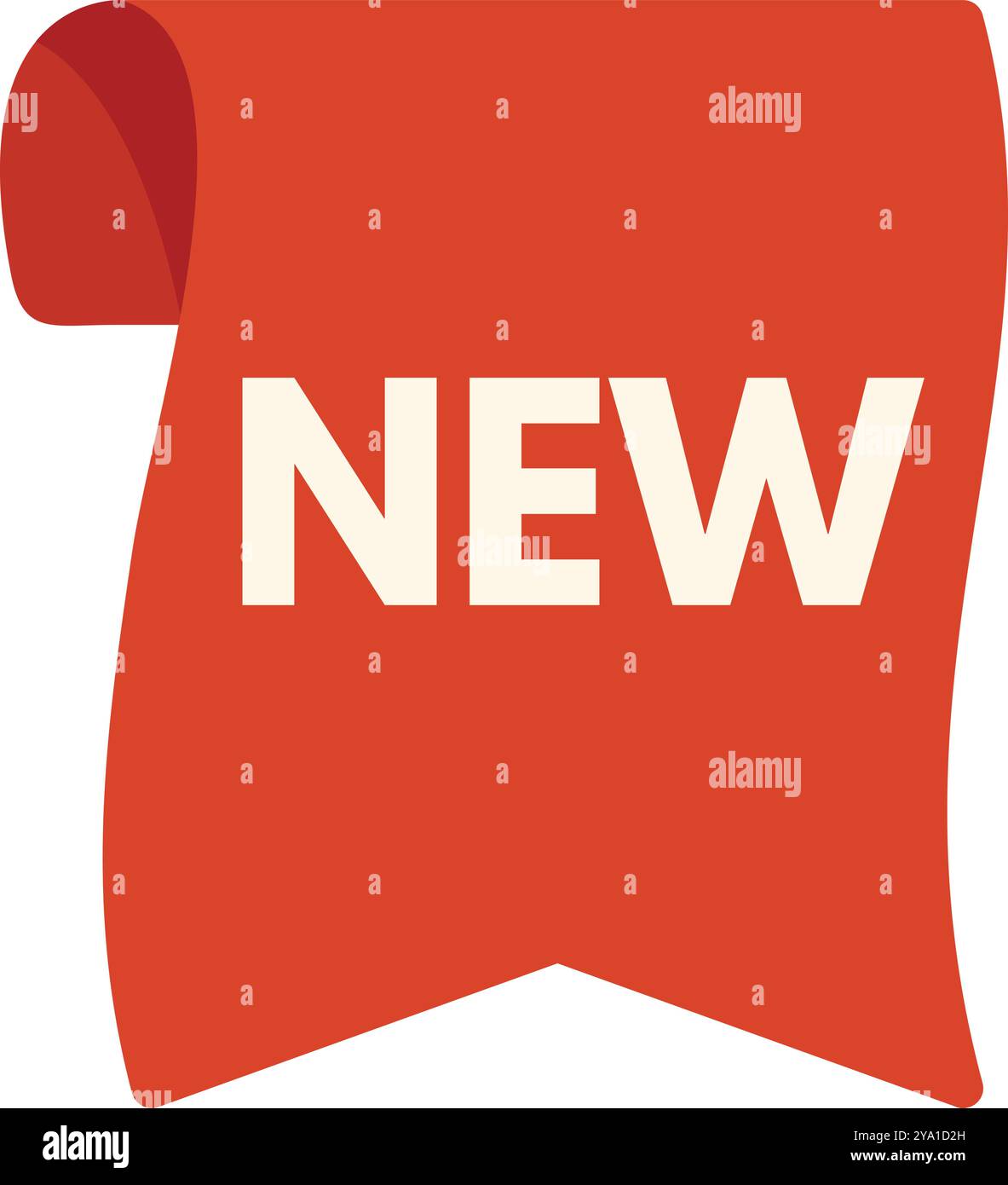 Red ribbon is showing the word new for product launch or promotion ...