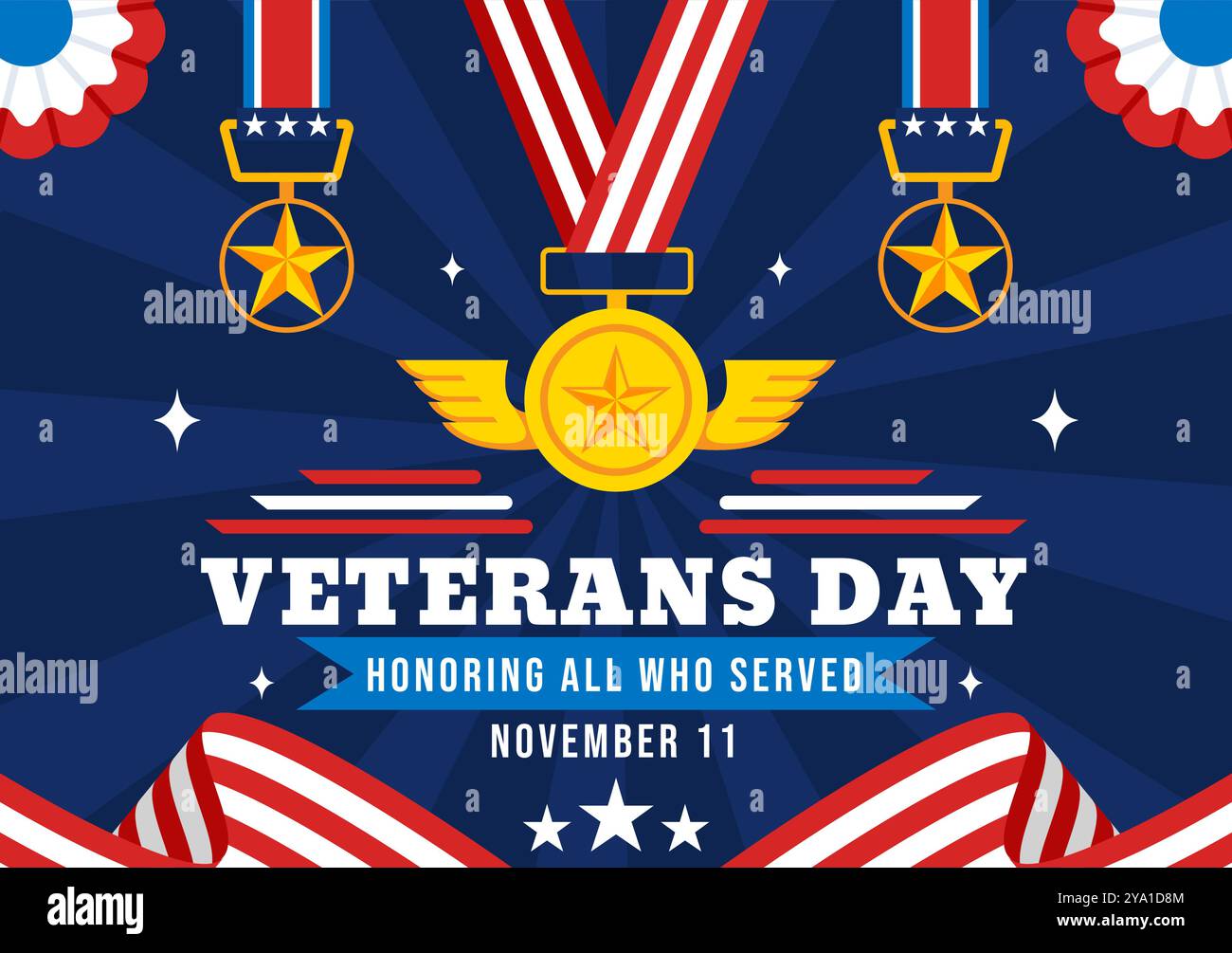 Happy Veterans Day Vector Illustration on November 11 featuring the USA ...