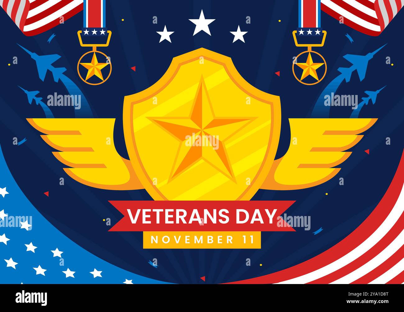 Happy Veterans Day Vector Illustration On November 11 Featuring The Usa Flag And Soldiers