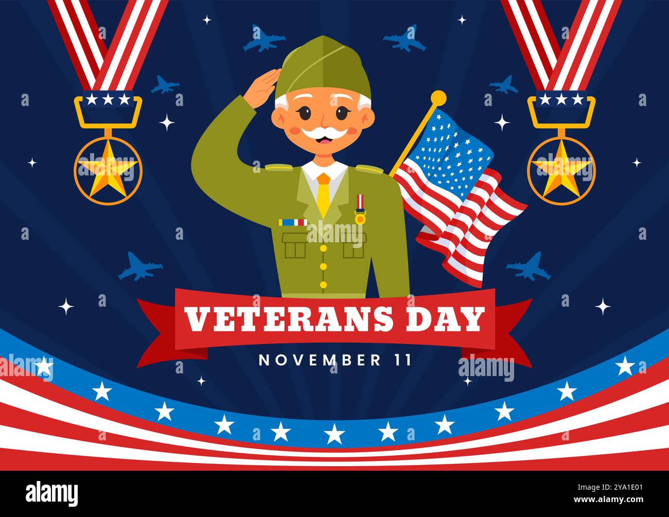 Happy Veterans Day Vector Illustration on November 11 featuring the USA ...