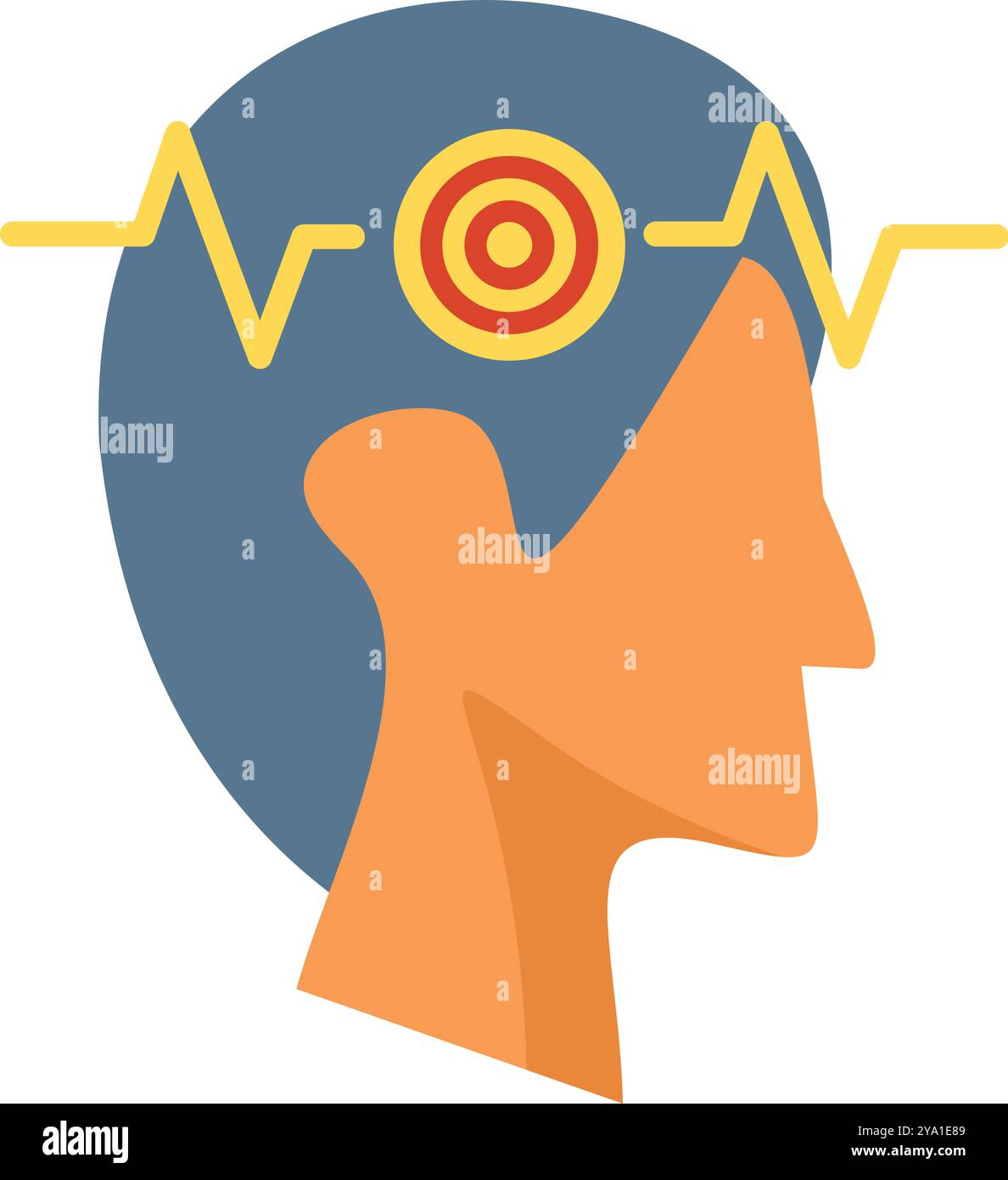 Profile of a male patient experiencing a headache with a pulsing icon ...