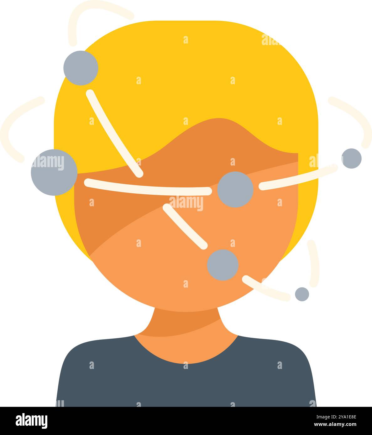 Illustration of a man thinking with an artificial intelligence network ...