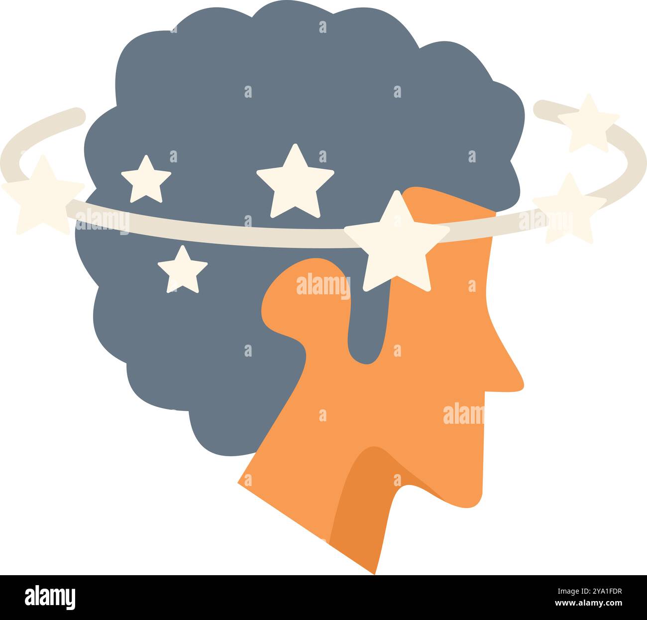 Man is suffering from dizziness with stars spinning around his head ...