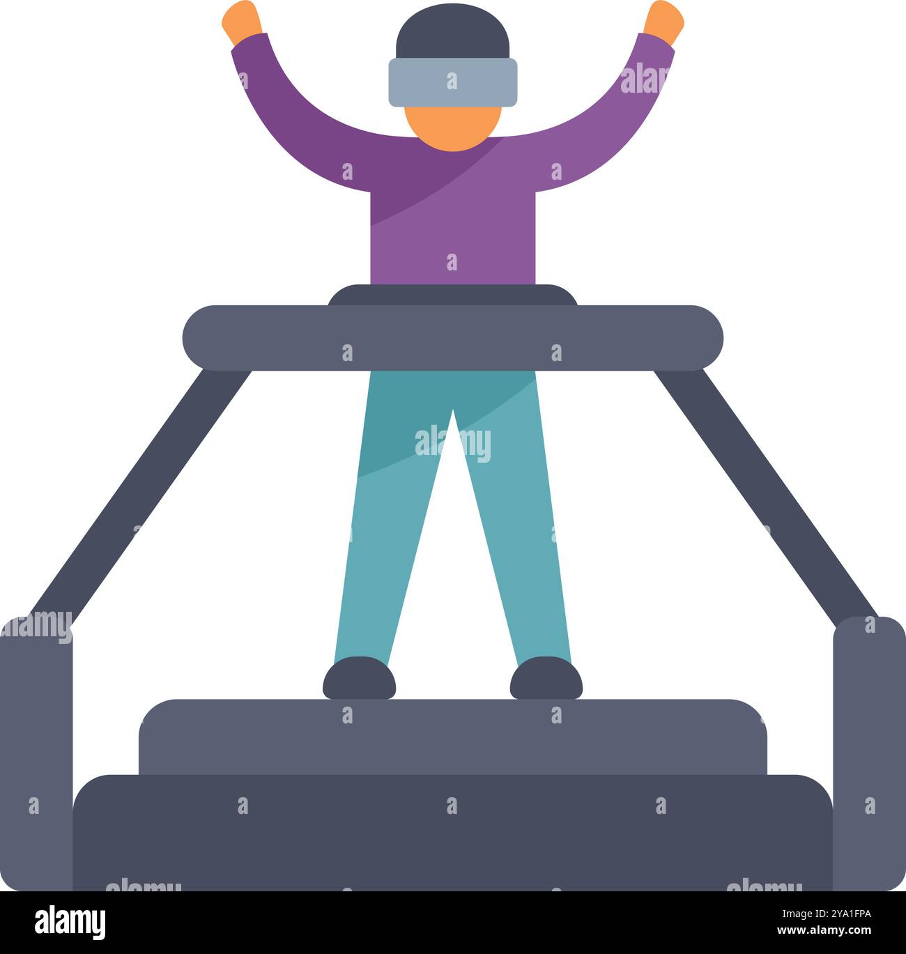 Man running on treadmill wearing virtual reality headset experiencing ...