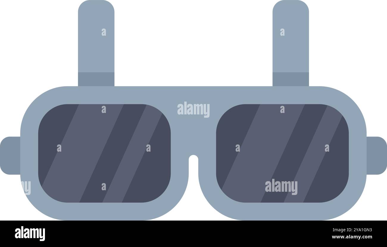 Grey welding goggles protecting eyes while working with metal, flat ...