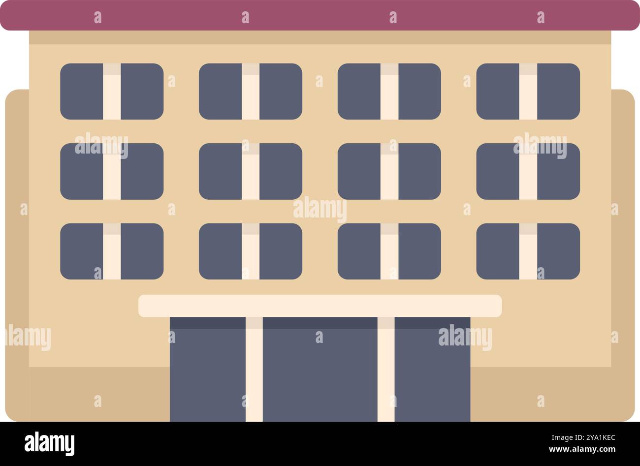 Flat style building with large windows and entrance doors for an office ... Flat style building with large windows and entrance doors for an office ...