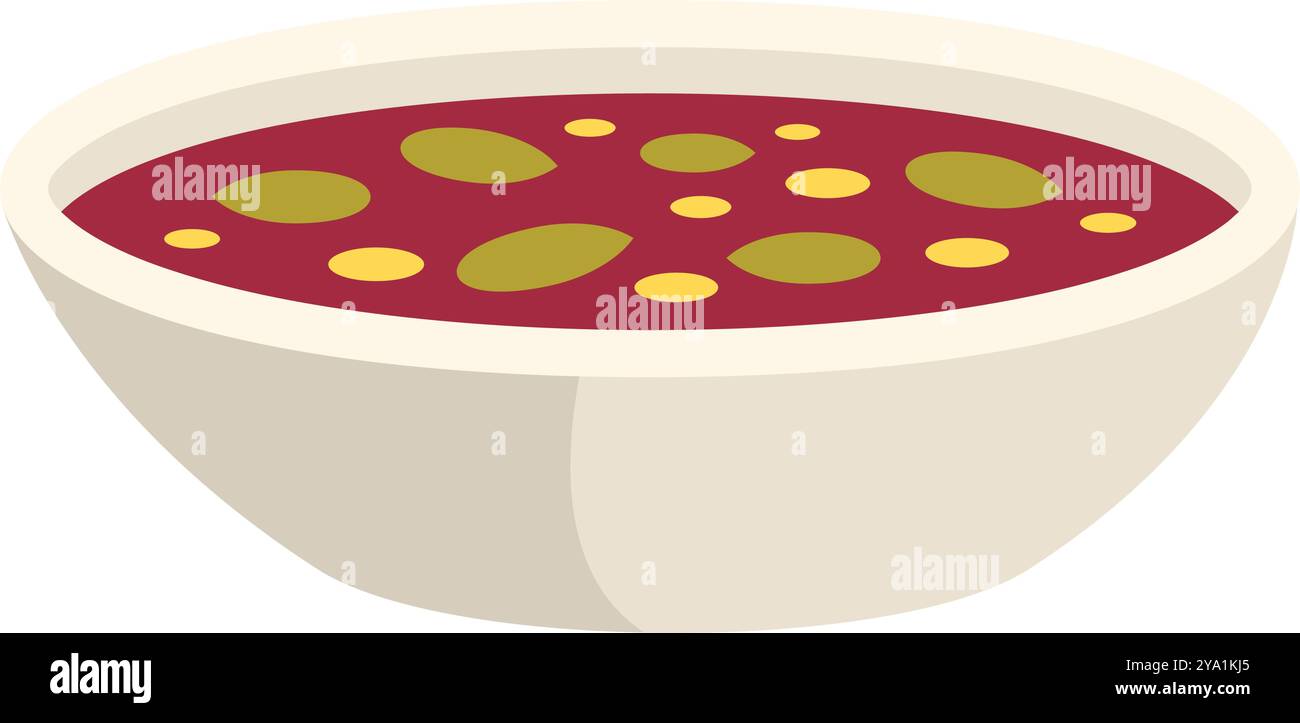 Simple cartoon illustration of a white bowl full of a delicious looking ...