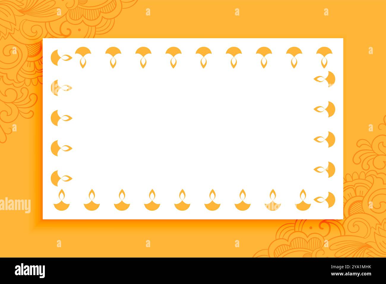 cute artistic diwali diya border frame with text space vector Stock ...