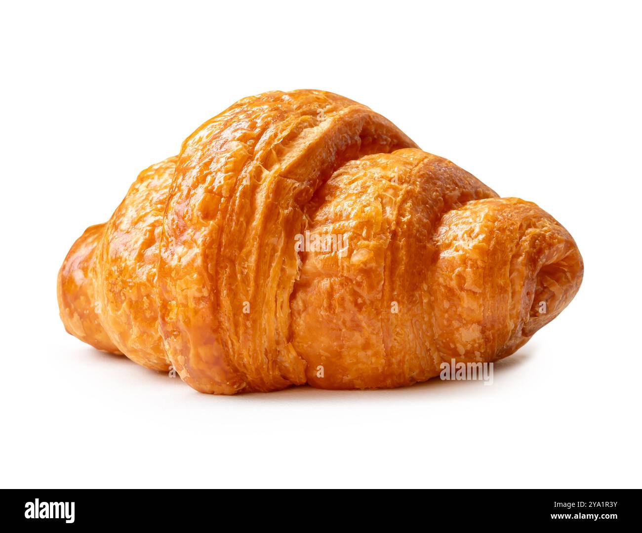 Side view of brown croissant is isolated on white background with ...