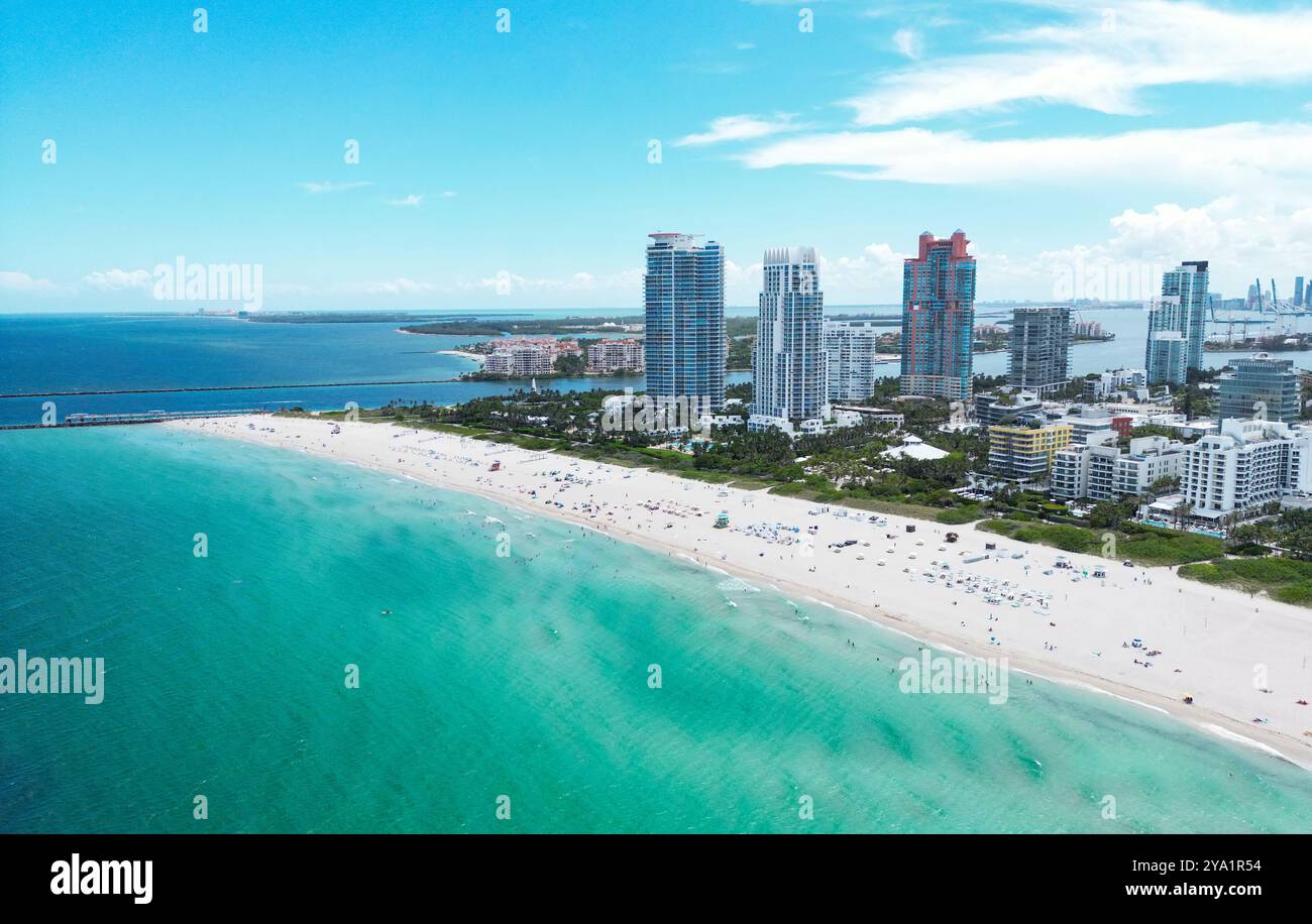 Miami South Beach. Drone aerial view of Miami Beach, Florida. Miami ...