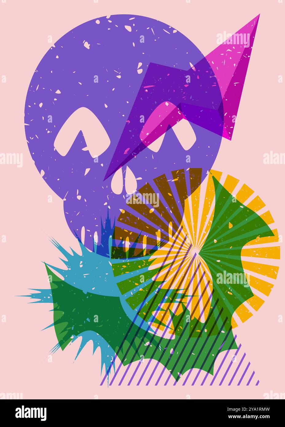 Risograph halloween skull geometric shapes hi-res stock photography and ...