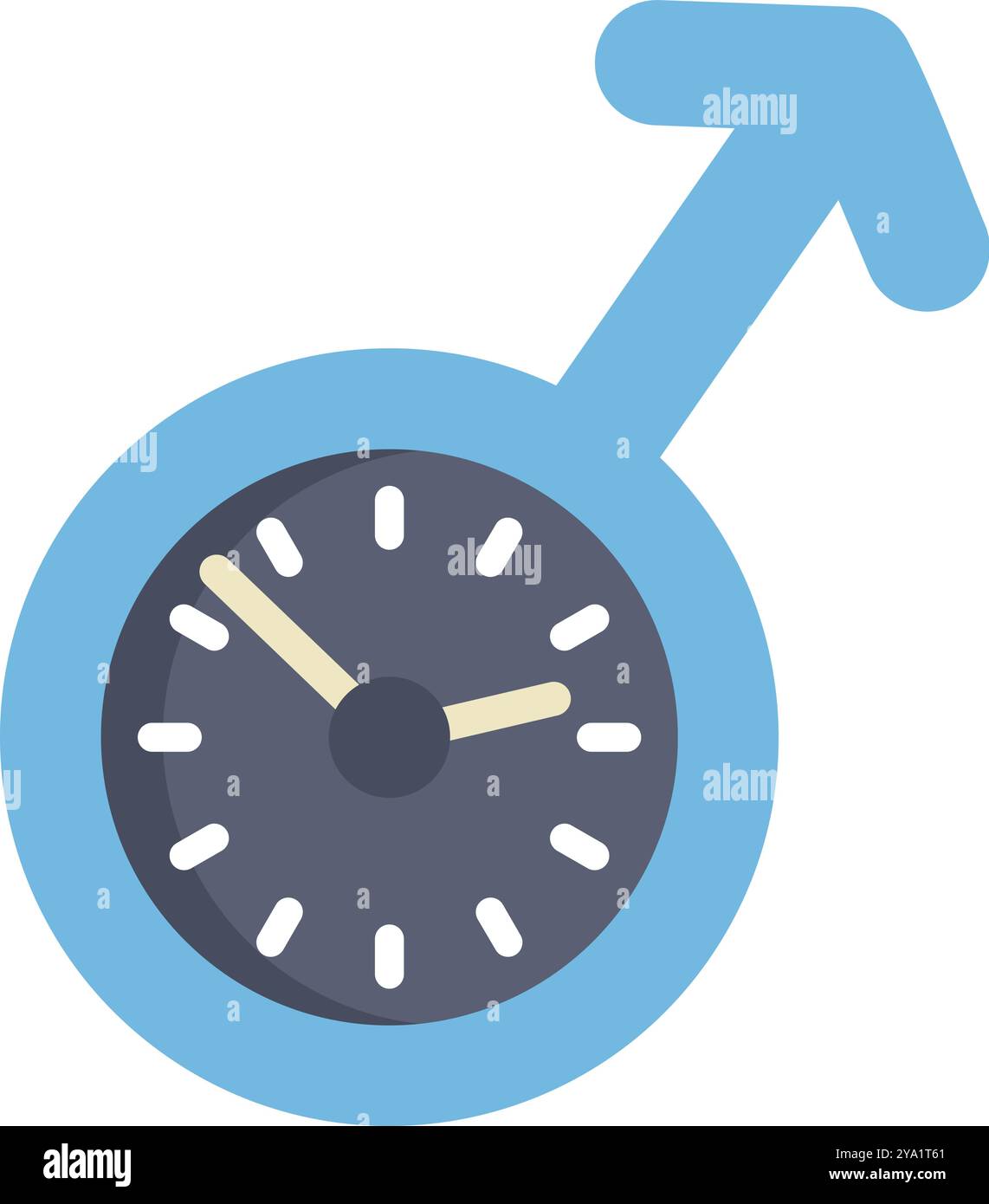 Clock with male gender symbol as its hand showing time limit for ...