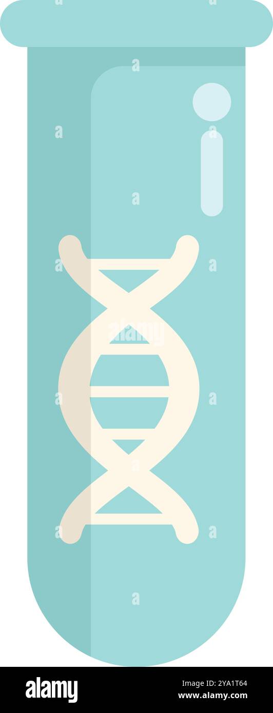 This vector illustration features a blue test tube containing a dna ...