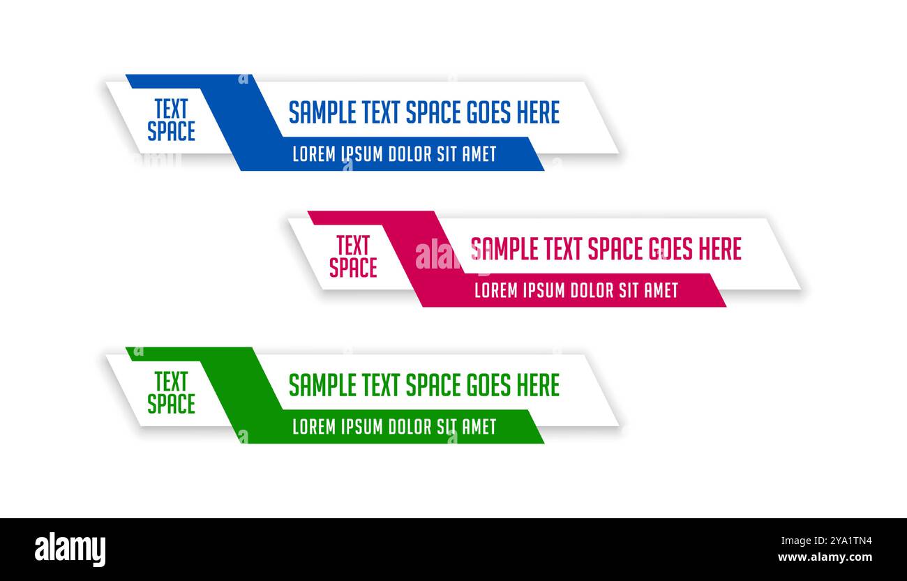 stylish lower third text screen banner in set of three vector Stock ...