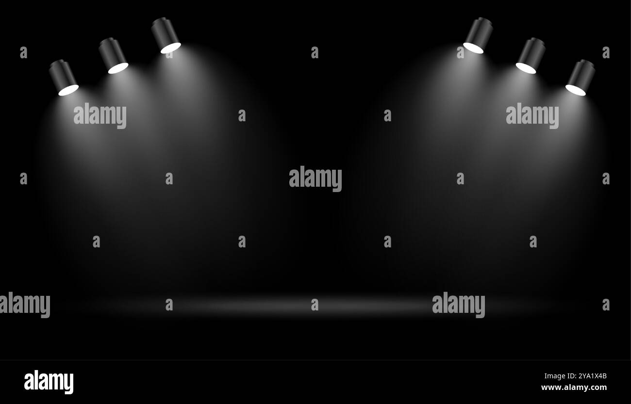 realistic shiny focus light effect on dark background vector Stock ...