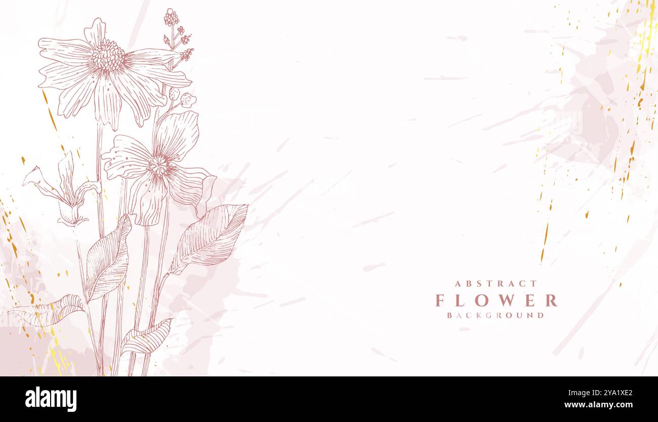 simple hand drawn organic flower and leaves background vector Stock ...