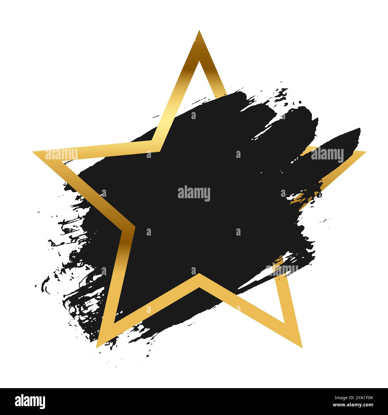 golden star outline frame with brush stroke effect vector Stock Vector ...