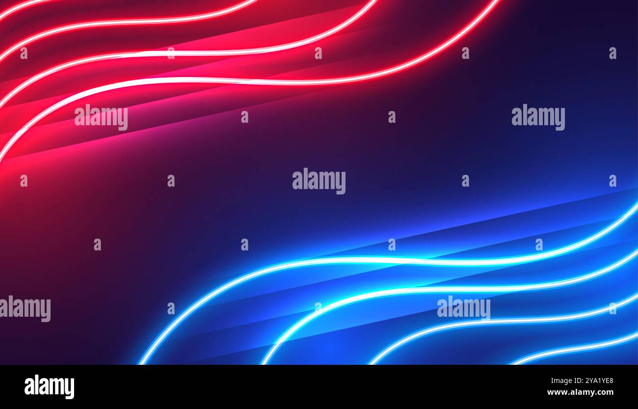 red and blue wavy neon lines abstract wallpaper design vector Stock ...