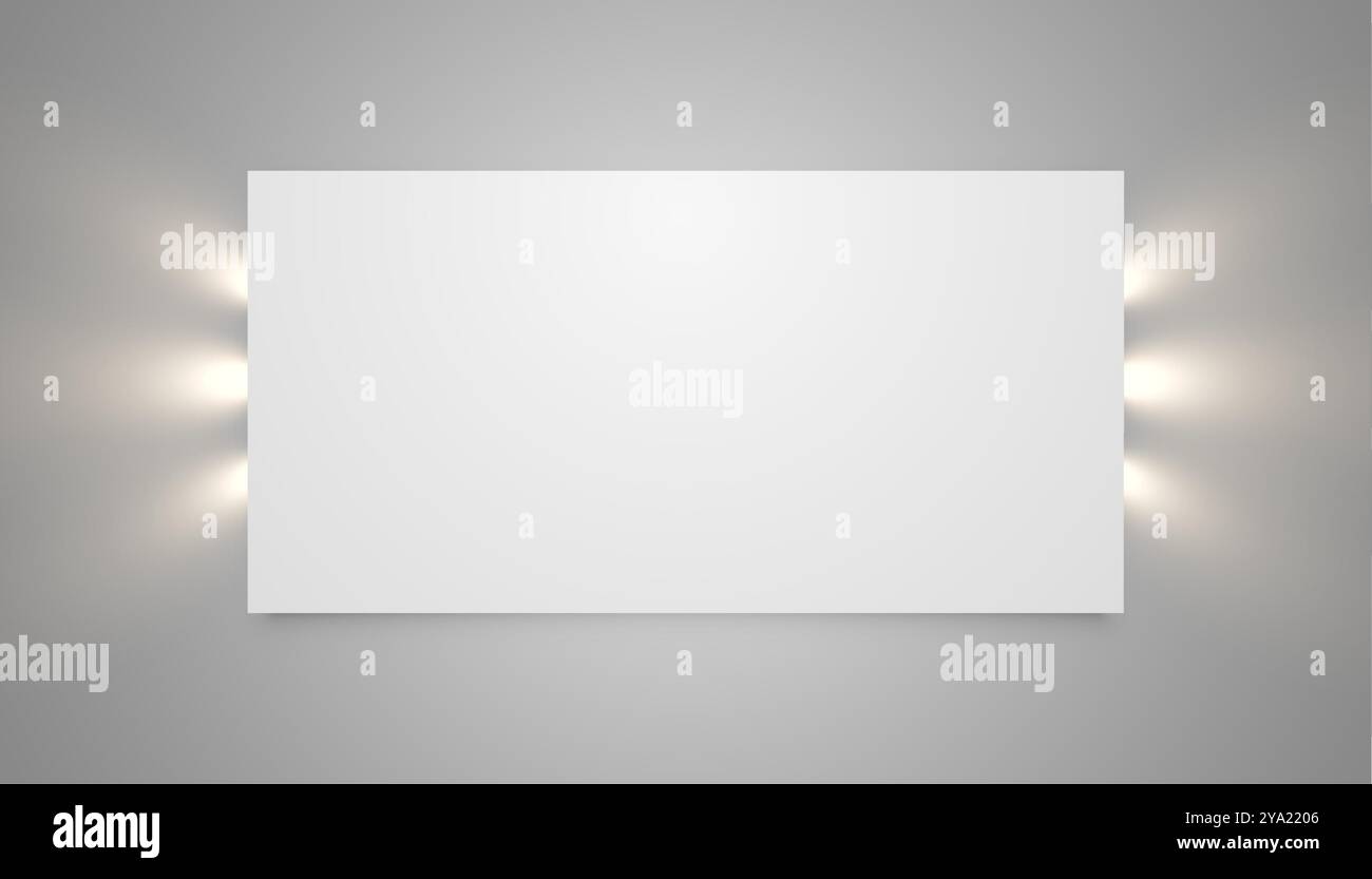 glowing spot light with empty studio white wall background design ...
