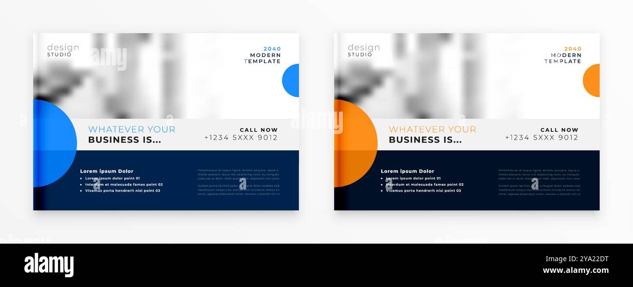 set of business annual stationery layout with orange and blue theme ...
