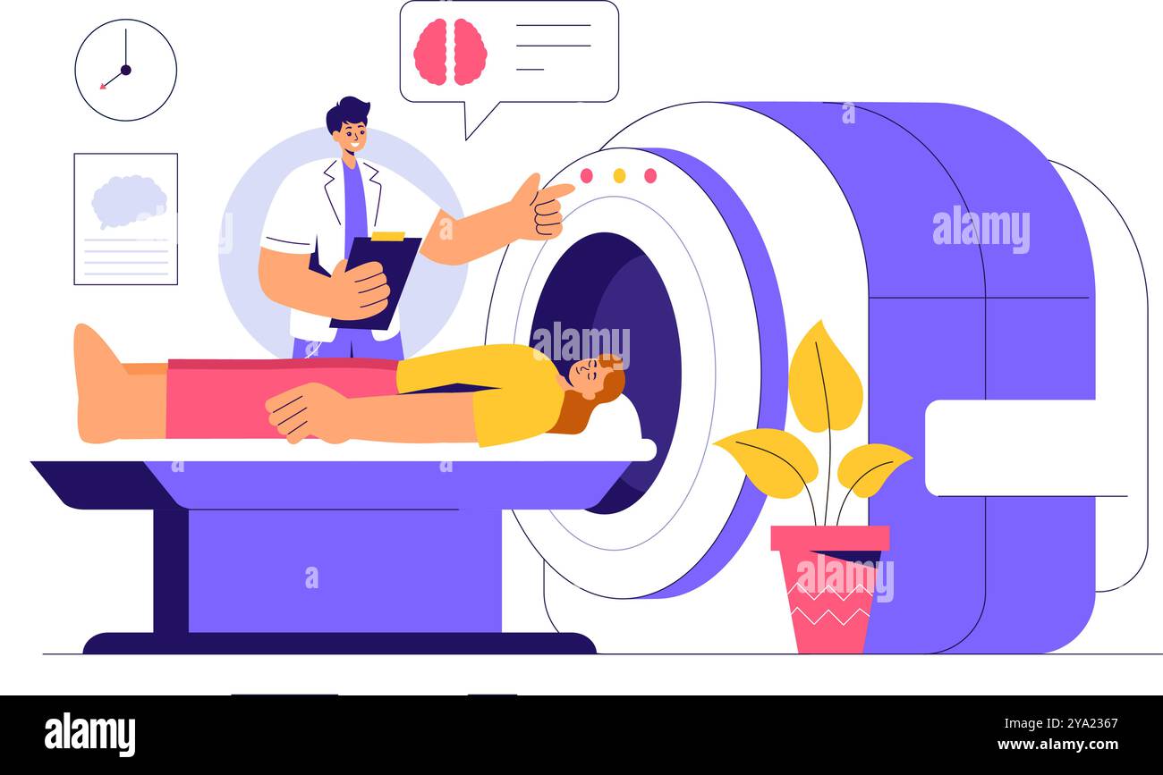 MRI or Magnetic Resonance Imaging Illustration featuring a Doctor and ...