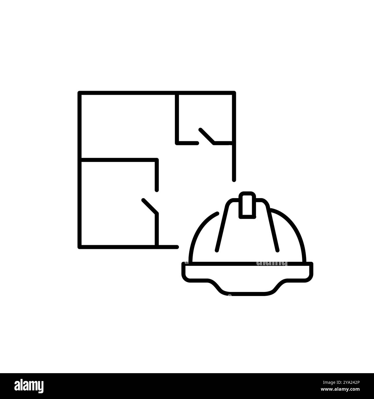 Floor plan and hard hat. Construction safety. Civil engineering ...
