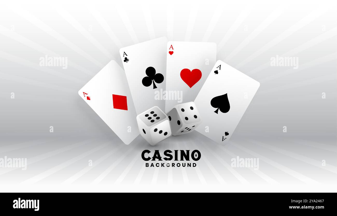 3d gambling dice poker banner with playing ace card design vector Stock ...