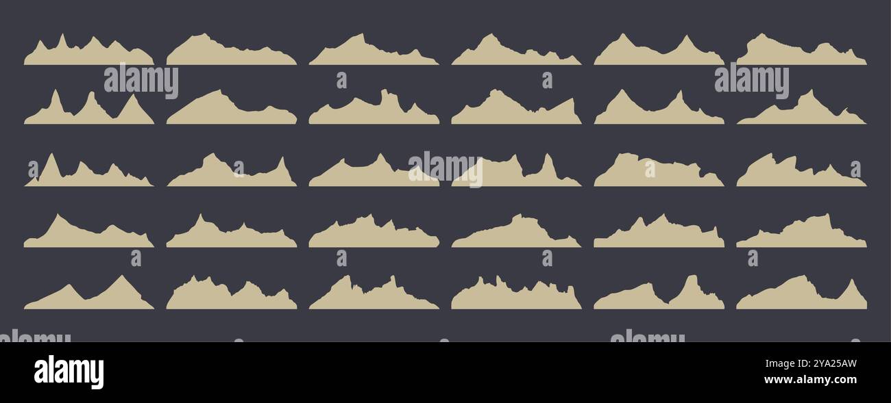 set of terrain mountain peak banner with high altitude vector Stock ...