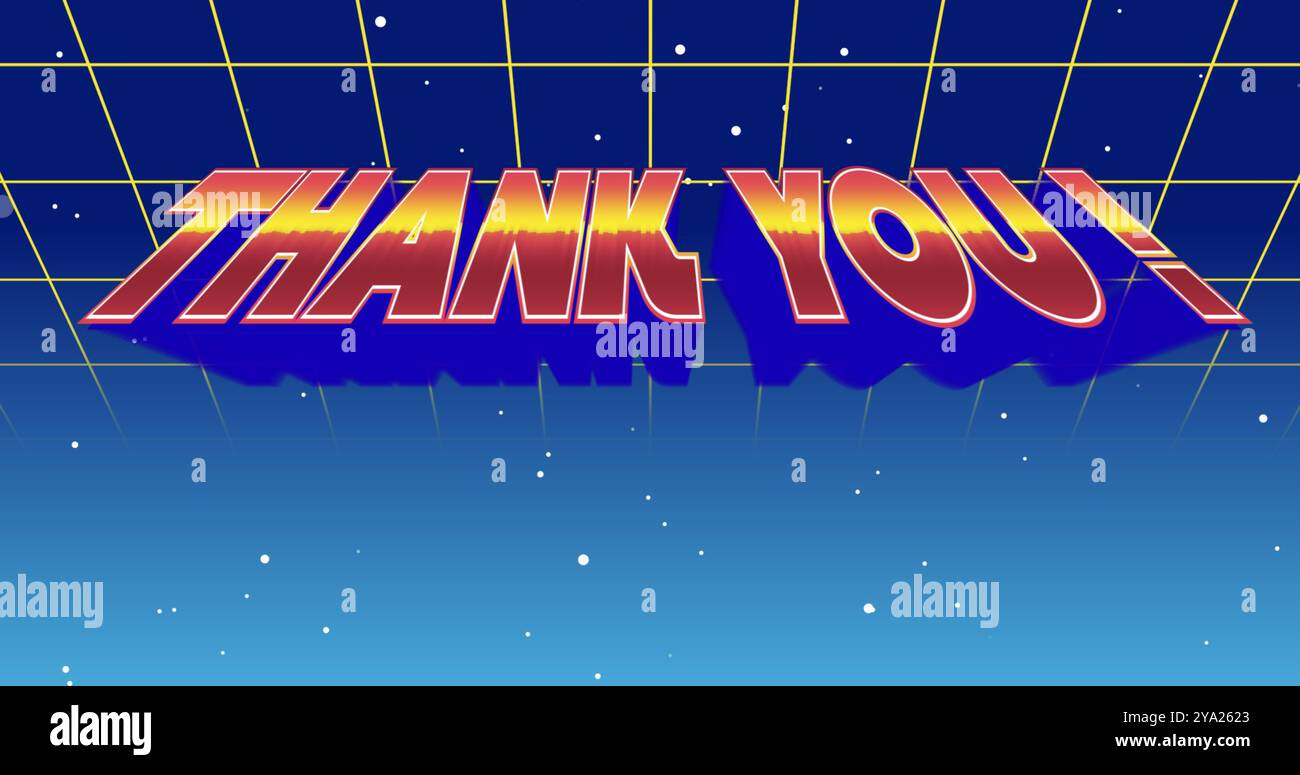 Digital image of a Thank You! sign blinking while zooming in the screen ...