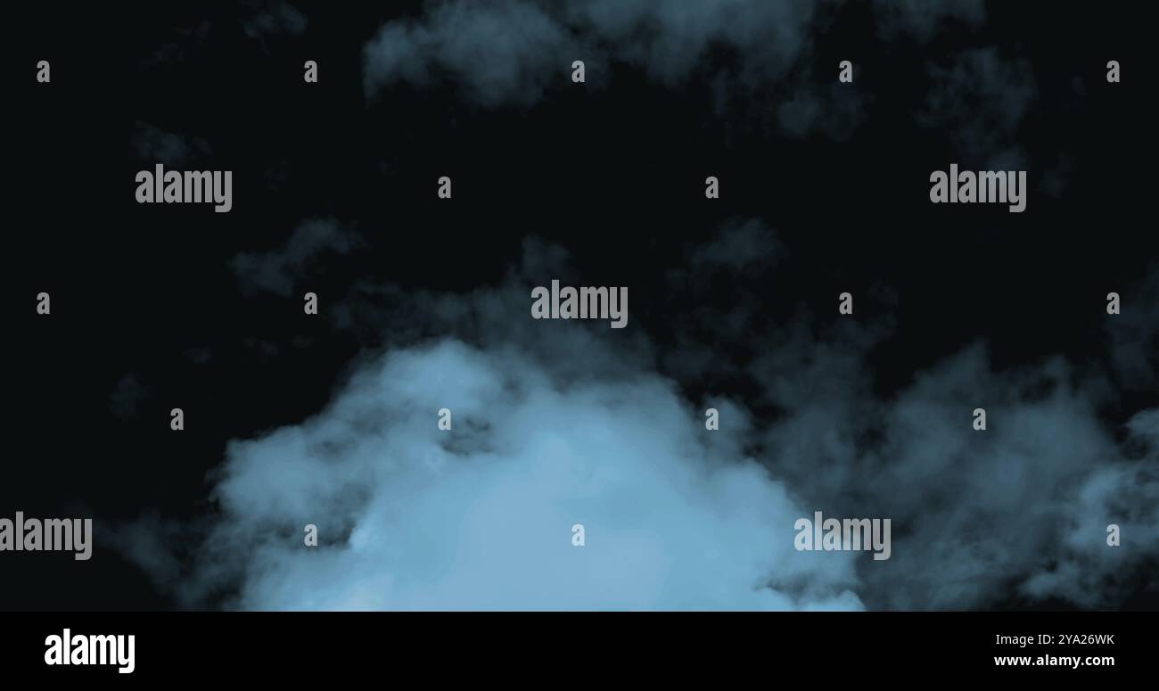Image of fluffy stormy grey and black clouds flying fast through blue sky in seamless loop in ...