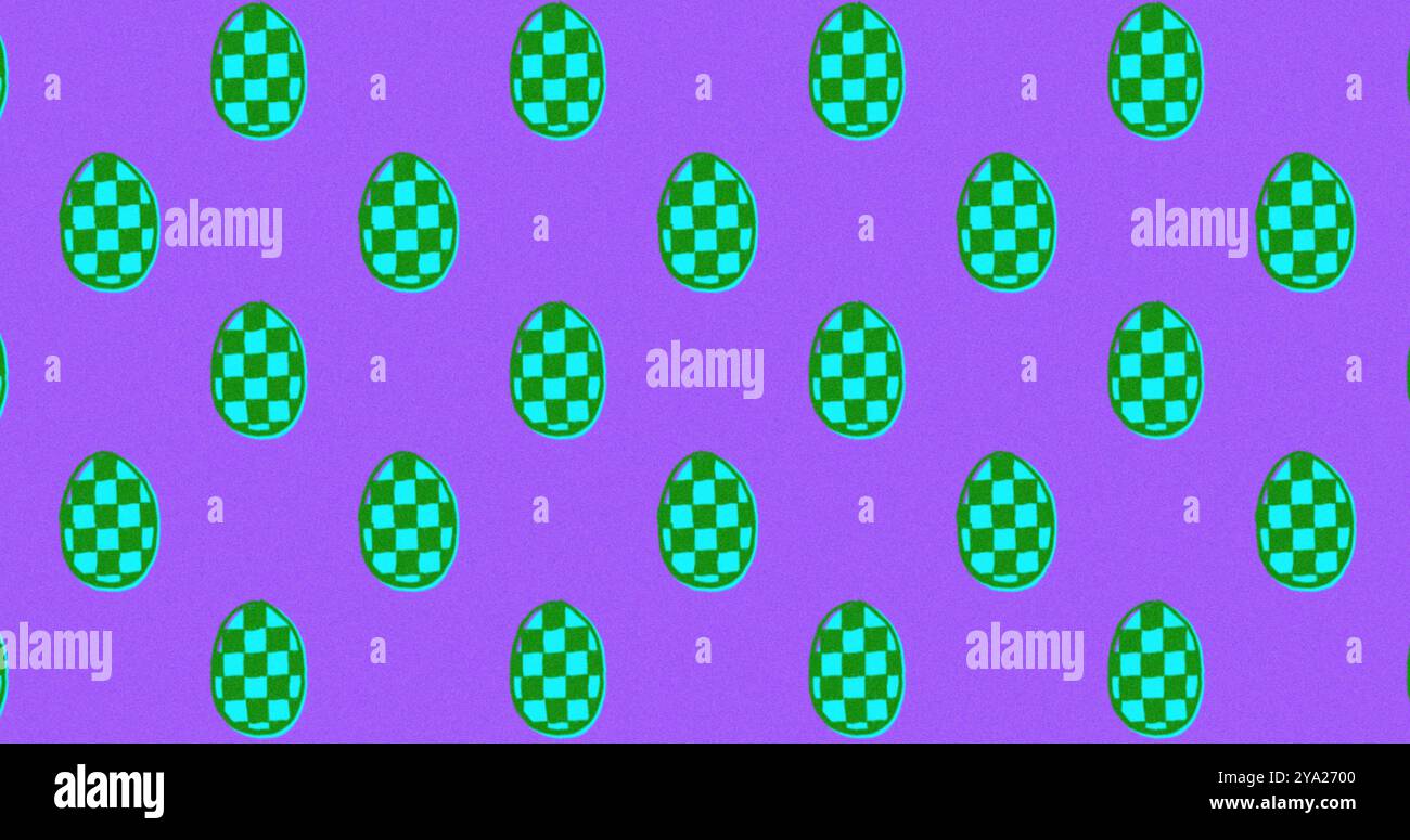 Image of multiple rows of patterned green Easter eggs moving in ...