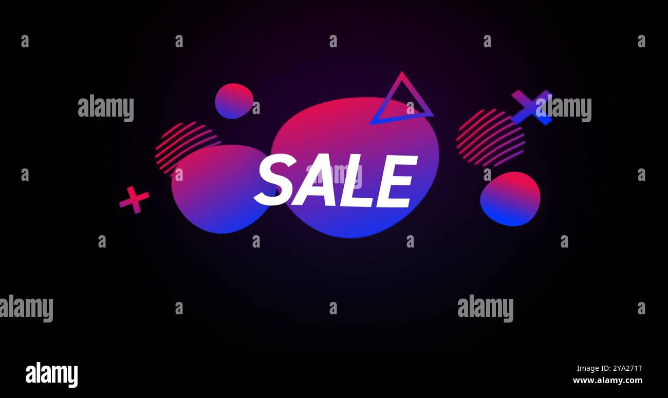 Image of white Sale advertisement in Retro Eighties style against black ...