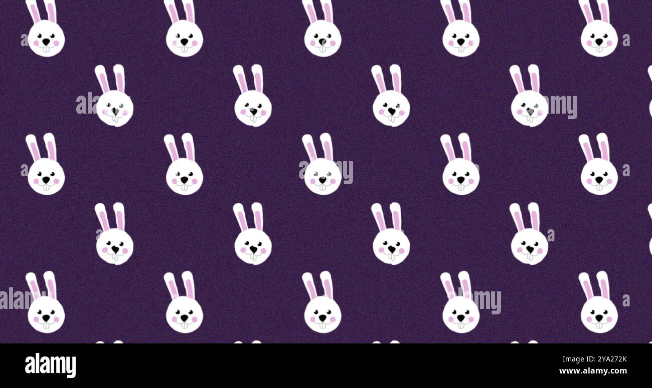 Image of multiple rows of smiling white Easter bunnies moving in ...