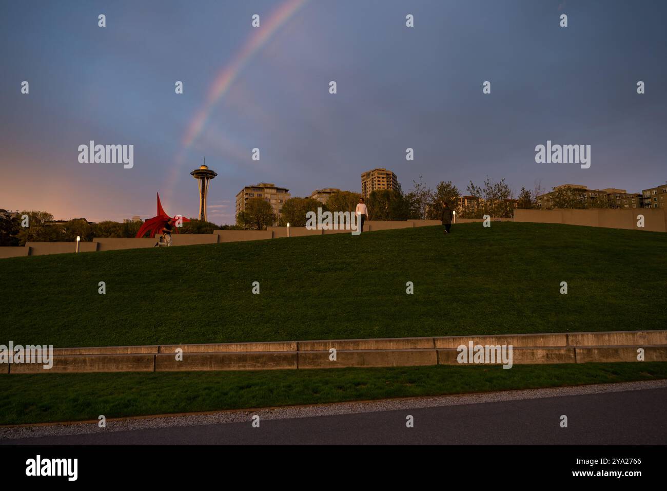 Seattle, USA. 1 Nov, 2023. Seattle rainbow over the space needle from ...