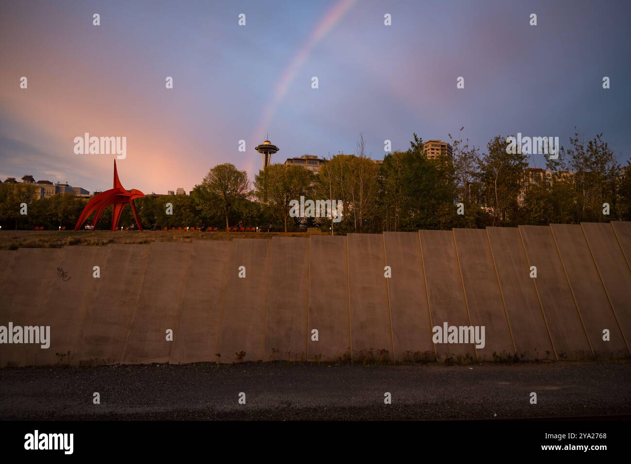 Seattle, USA. 1 Nov, 2023. Seattle rainbow over the space needle from ...