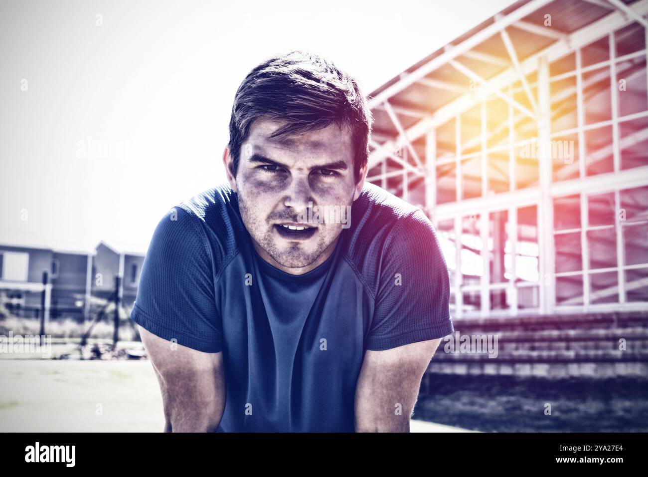 Men playing football Stock Photo - Alamy
