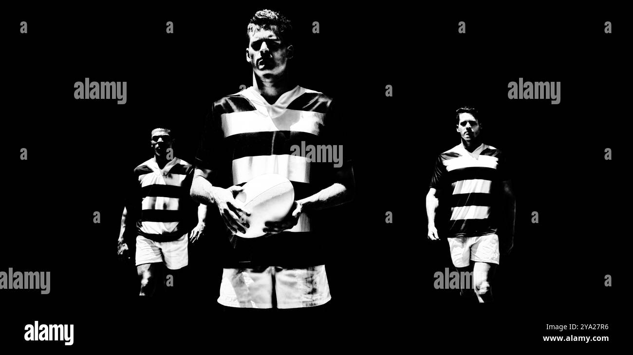 One caucasian rugby player Black and White Stock Photos & Images - Alamy
