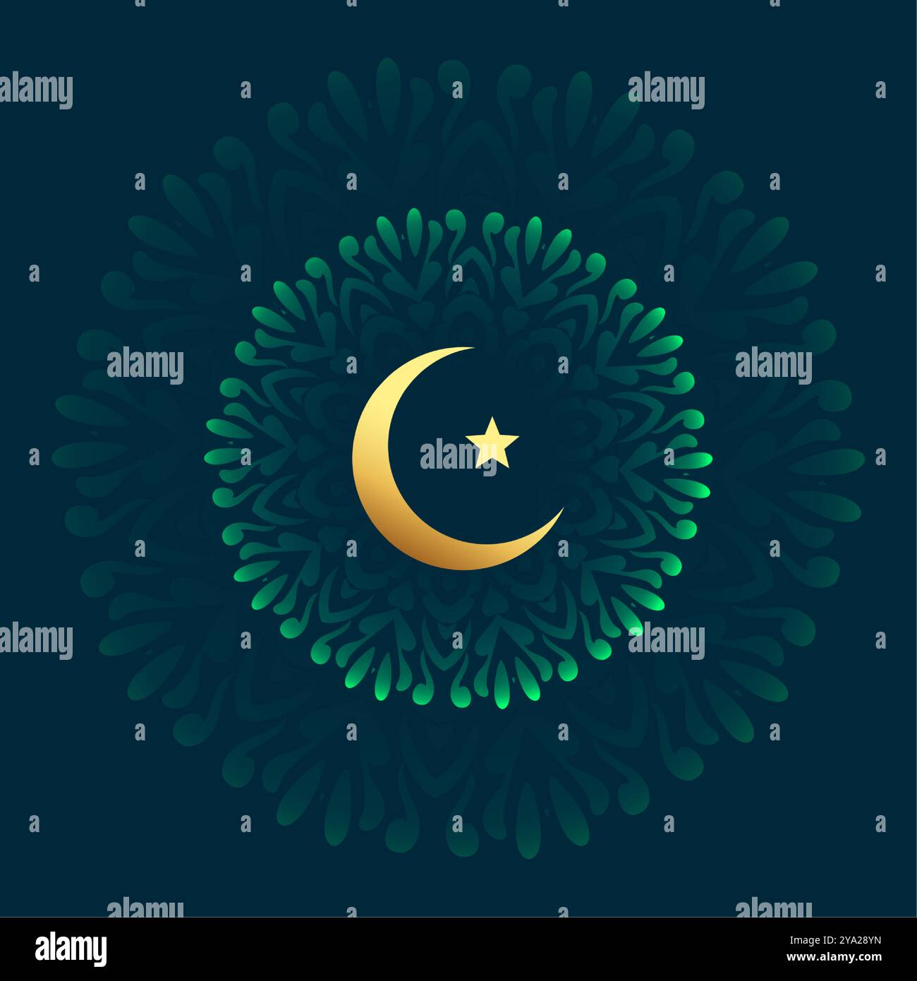 decorative and golden crescent islamic background design vector Stock ...