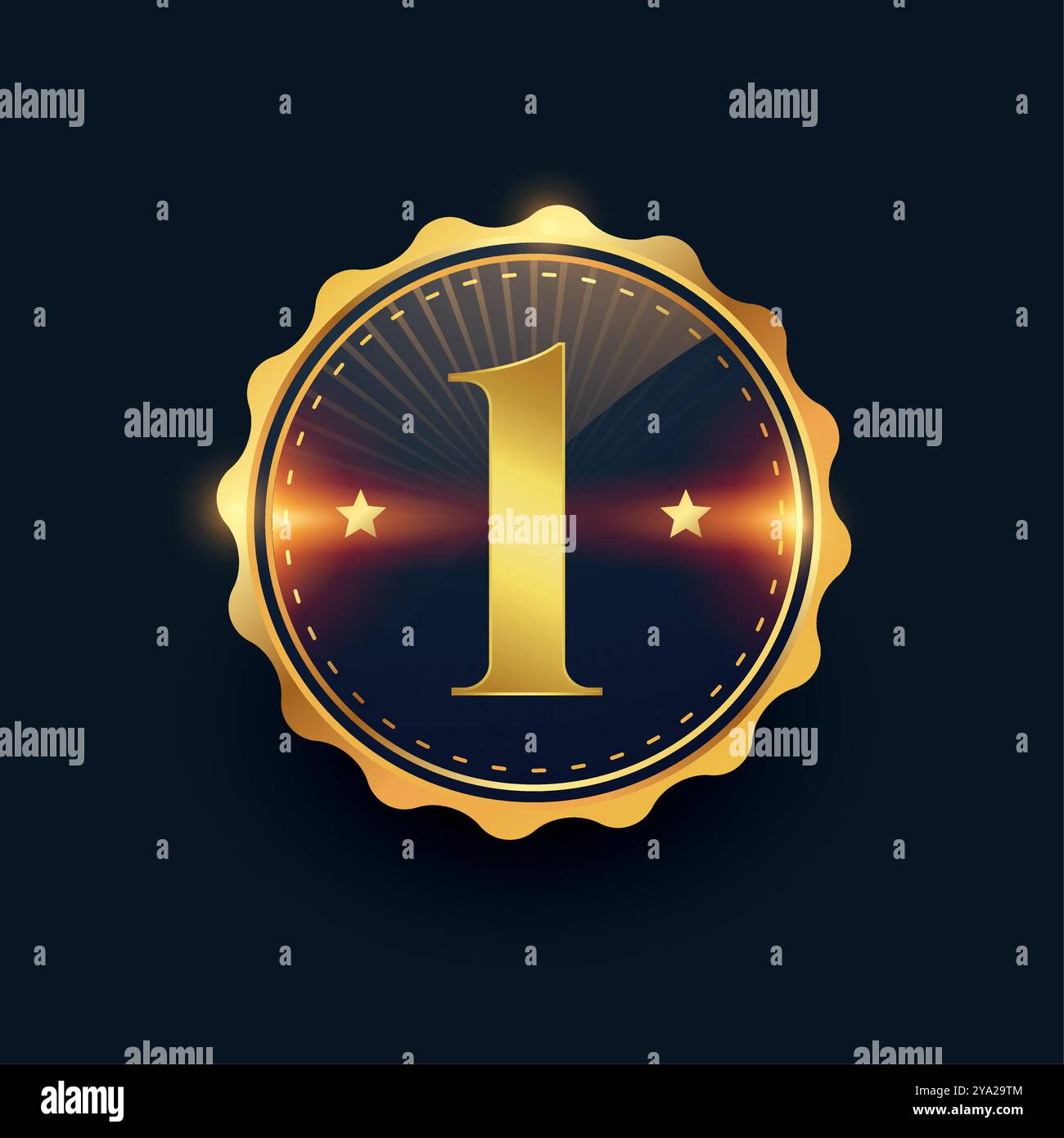 stylish 1st number golden medal with shiny effect vector Stock Vector ...