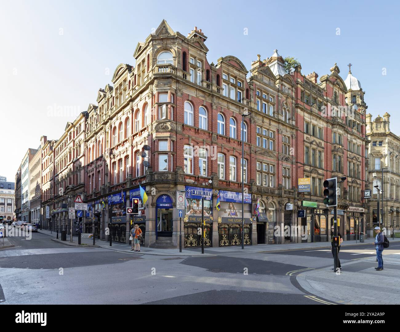 Historic brick building at a busy crossroads in the city, Liverpool ...