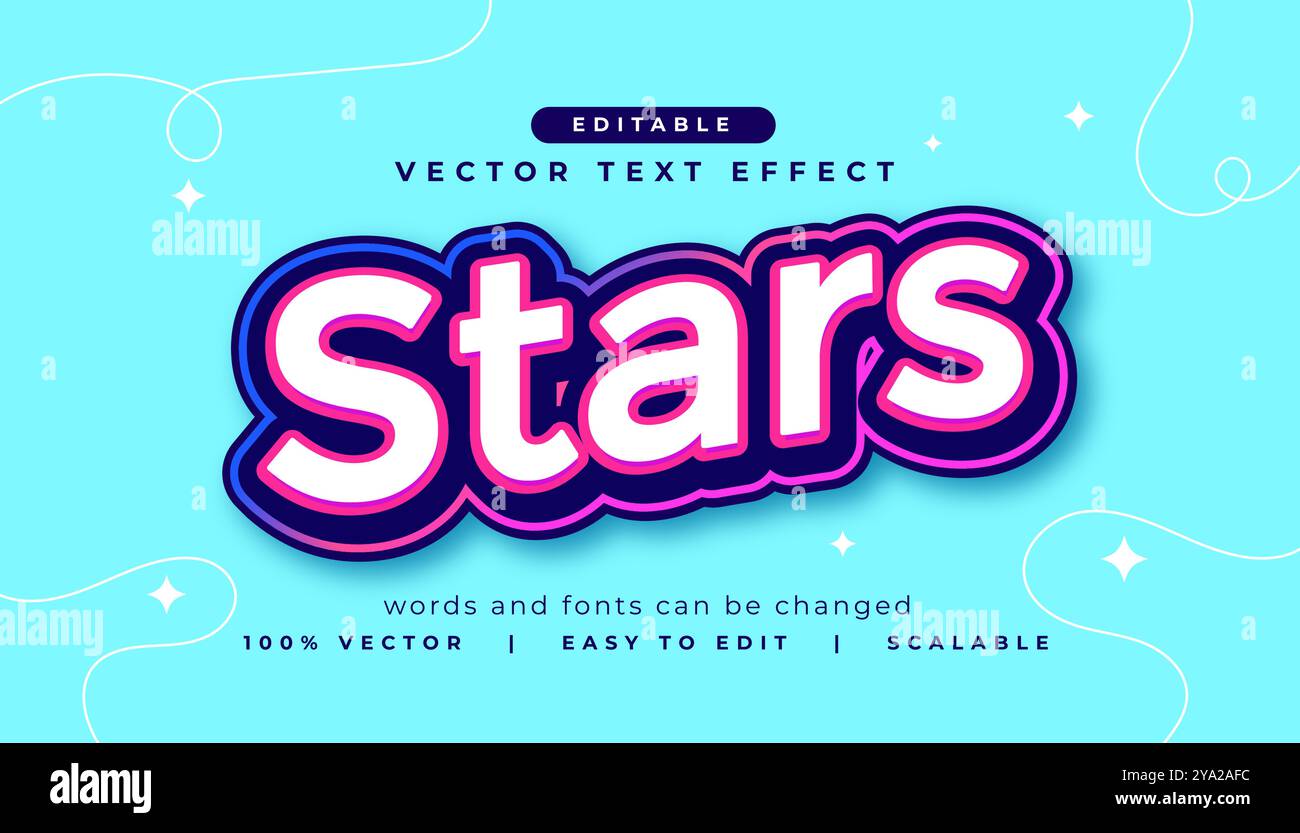 editable stars lettering text effect style mockup vector Stock Vector ...